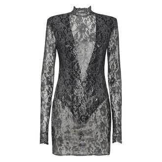 Philipp Plein Femme, Robes, Noir, Taille: 44 FR Crystal Lace Mini Dress