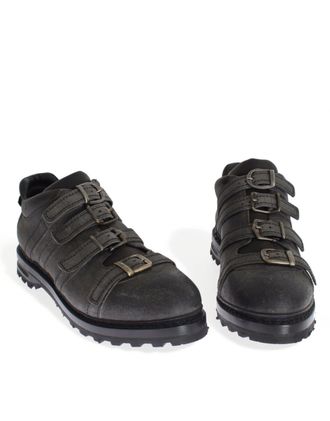 Dolce & Gabbana Mens Gray Leather Ankle Strap Shoes Boots Antilope Skin