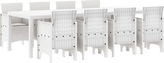 vidaXL Garten Essgruppe 9 pcs Hellgrau Polt Rattan Vidaxl