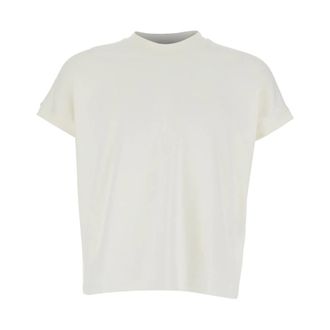 Versace Homme, Tops, Blanc, Taille: M T-shirt en jersey de coton stretch brod&eacute;