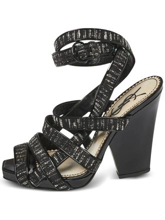Saint Laurent sandales en cuir à talon 115 mm - Noir