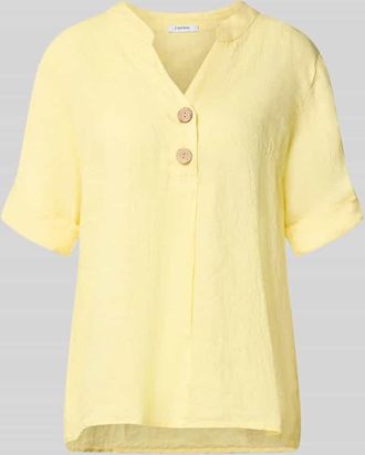 Zabaione Relaxed Fit Leinenbluse mit V-Ausschnitt Modell Is44sii