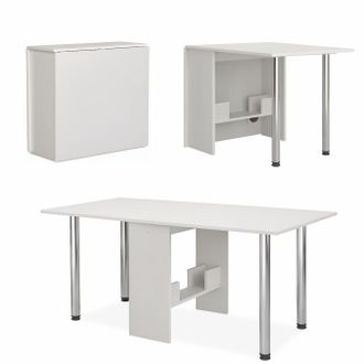 Rodnik Klappbarer Esstisch, wei&szlig;, aufklappbare Tischplatten, Klapptisch platzsparend f&uuml;r K&uuml;che, Esszimmer & B&uuml;ro, 170x81x73 cm