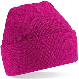 Beechfield Turn-up Beanie Casquette de Baseball, Rose (Fuchsia), Taille Unique Homme