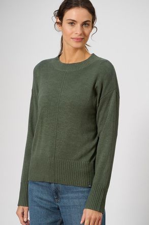 Hempage Hempage Damen vegan Strickpullover Rundhals Moosgr&uuml;n