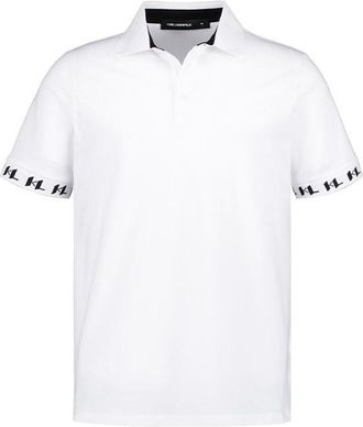 Karl Lagerfeld Herren Polo-Shirt wei&szlig; Baumwoll-Jersey