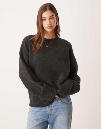 Pretty Lavish Camille - Pull oversize en imitation peau de mouton - Anthracite-Gris