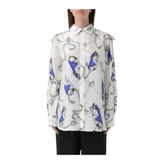 Burberry Femme, Blouses et Chemises, Multicolore, Taille: 36 FR Chemisier en Soie à Imprimé Chaîne