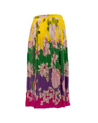 Valentino Garavani Pleated Floral Skirt - Yellow
