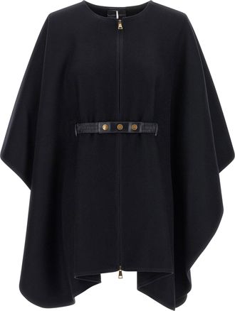 Moncler Virgin Wool Blend with Detachable Hood Cape - Black