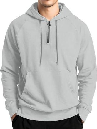 Generic Sweat &agrave; capuche l&eacute;ger uni pour homme 2026 printemps 2026 avec fermeture &eacute;clair quart et manches longues et mode avec v&ecirc;tements pour entra&icirc;nement int&eacute;r