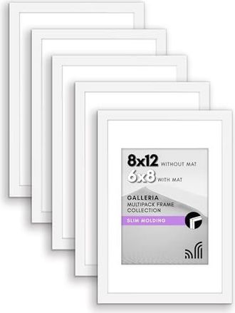 Americanflat Bilderrahmen, 20 x 30 cm, mit poliertem Plexiglas - 5er-Set, 15 x 20 cm Rahmen mit Passepartout oder 20 x 30 cm Fotos ohne Passepartout, Galleria Koll