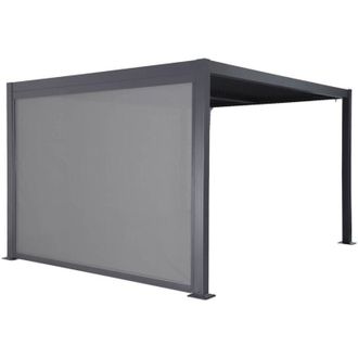Sweeek Pergola bioclimatique aluminium et acier 3x3m lames orientables + store 3m PALACE anthracite