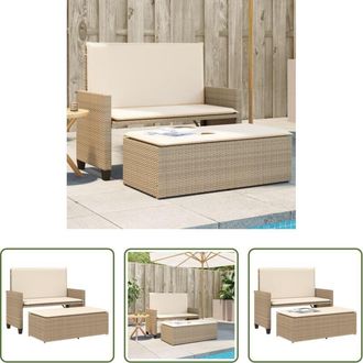 vidaXL vidaXL Schlafsofa - Gartenbank mit Kissen und Hocker Beige Poly Rattan