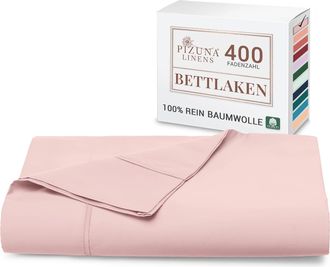 Pizuna 400 Fadenzahl Baumwolle bettlaken 230x280cm Licht Rosa,100% Langstapelige Baumwolle betttuch Weiche mako Satin, bettlaken ohne Gummizug (100% Licht Ro