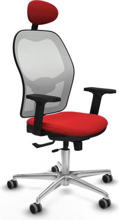 Piqueras y Crespo Atmungsaktiver B&uuml;rostuhl mit 2D-Armen, h&ouml;henverstellbarer Lendenwirbelst&uuml;tze und festem Kopfteil, ausgestattet mit Syncro/Traslack und injiziertem Sch