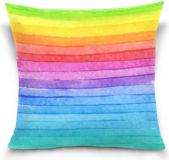 Linomo Kissenbezug 50x50 cm, Bunt Regenbogen Dekorative Kissenbezug Kissenhülle für Couch Sofa Bett Hause
