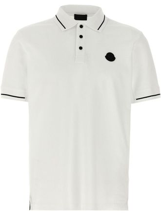Moncler polo &agrave; patch logo - Blanc