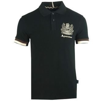 Aquascutum Aldis Crest Logo Schwarzes Poloshirt