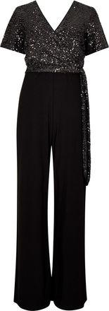 Apricot Chevron Sequin Wide Leg Jumpsuit