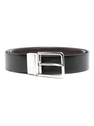 Santoni ceinture en cuir &agrave; design r&eacute;versible - Noir