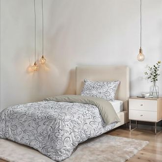 Italian Bed Linen Fantasy Bettbezug, Mikrofaser, Kleine Doppelte, Ornato Grigio