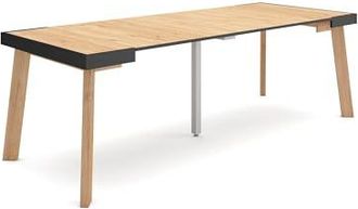 Skraut Home | Ausziehbarertisch | Multifunktionaler ausziehbarer | 220 | Für 10 Gäste | Hölzerne Beine | Moderner Stil | Eiche