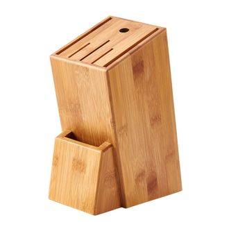 Cabilock Bambus Messerhalter K&uuml;chenregal Aufbewahrung Halter Halterung Holzblock F&uuml;r K&uuml;chenutensilien Stabiles Gestell F&uuml;r Schneidewerkzeuge