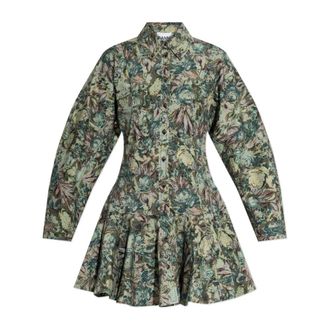 Ganni Tapestry Floral Shirt Dress - - Dresses - Damen - Gr&uuml;n - XS