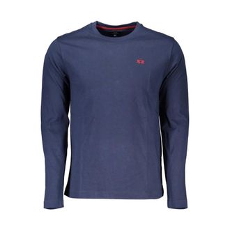 La Martina Blaues Langarm Klassische Passform T-Shirt - - Tops - Herren - Blau - 2XL