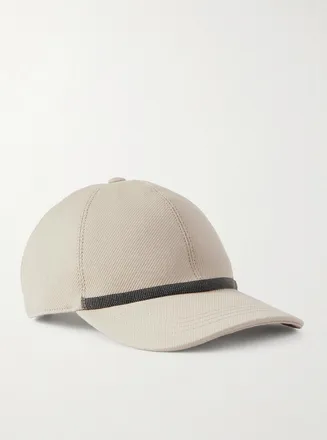 Brunello Cucinelli Casquette En Serge De Coton M&eacute;lang&eacute; &Agrave; Perles - Neutres