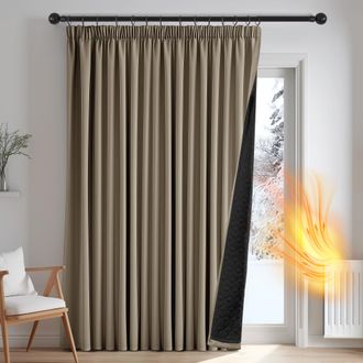 Deconovo Thermovorhang K&auml;lteschutz, Gardinen mit Kr&auml;uselband gegen K&auml;lte, W&auml;rmeisolierend Vorhang Verdunkelung Wohnzimmer, 160 x 280(H&ouml;hexBreite), Taupe, 1 St&uuml;