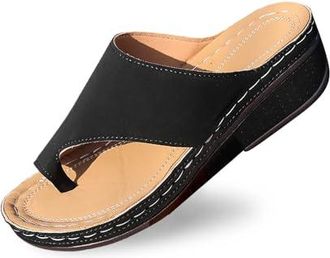 Generic Pantoufles d&eacute;t&eacute; tendance pour femme, talon inclin&eacute;, temp&eacute;rament, confortable, plage, 2026, Noir, 37.5 EU