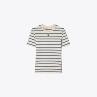 Tory Burch Damen Striped Cotton T-Shirt