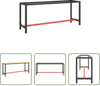 vidaXL vidaXL Mattschwarz - Werkbankgestell Mattschwarz und Mattrot 190x50x79 cm Metall