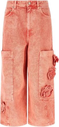Ganni Femme, Jeans, Rose, Taille: W27 L33 Crop Cargo Wide Jeans