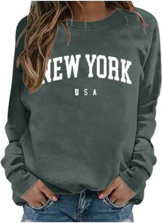 Generic Sweat-shirt graphique &agrave; col rond pour femmes, tendance, &agrave; manches longues, sweat &agrave; capuche Y2K, v&ecirc;tements universitaires, confort universitaire, sweat