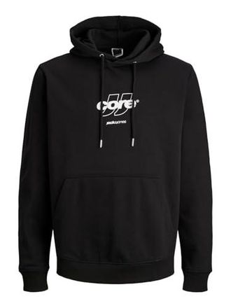 Jack & Jones Sweat &agrave; capuche JCOCLUB pour homme - Imprim&eacute; sur le devant - Coupe d&eacute;contract&eacute;e, Noir, L