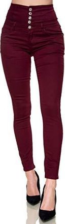 Elara Jeans Femmes Stretch Taille Haute Skinny Chunkyrayan EL60-5 Wine-52 (6XL)