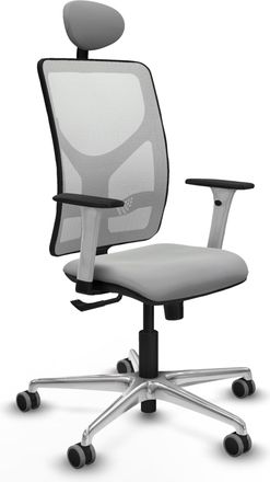 Piqueras y Crespo B&uuml;rostuhl mit hoher R&uuml;ckenlehne, mit wei&szlig;en und schwarzen Armlehnen, h&ouml;henverstellbare Lendenwirbelst&uuml;tze und festes Kopfteil, Wei&szlig;/Hellgrau