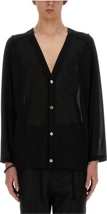 Needles Homme, Pulls, Noir, Taille: L V Neck Cardigan - Poly Mesh