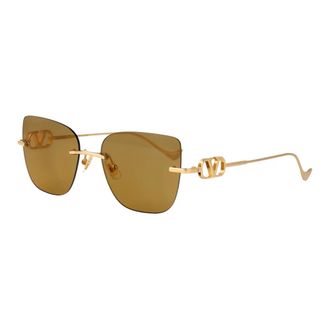 Valentino Geometrische Metallsonnenbrille - - Accessories - unisex - Gelb - 54 MM