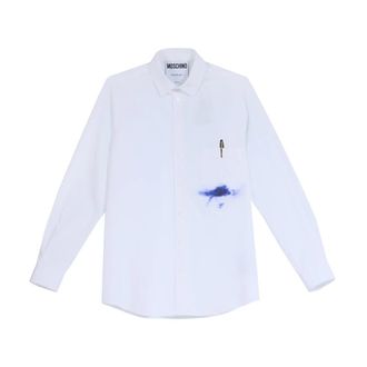 Moschino Stilvolles wei&szlig;es Hemd mit Stift-Print - - Shirts - Herren - Wei&szlig; - L