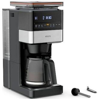 Krups Cafeti&egrave;re noir, argent Nombre de tasse=18 avec broyeur, &eacute;cran