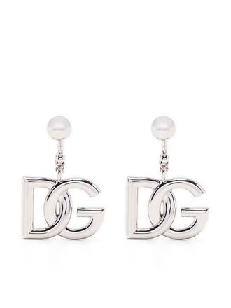 Dolce & Gabbana boucles doreilles pendantes &agrave; logo - Argent