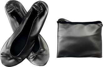 Minetom Damen M&auml;dchen Faltbare Ballerina Bequem Flache Ballerinas Casual Komfort Weich PU Leder Party Hochzeit Schuhe mit Tragetasche A Grau 36/37 EU