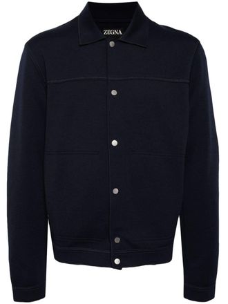 Ermenegildo Zegna cardigan en maille à col italien - Bleu