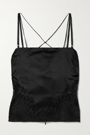 Tom Ford Top Aus Satin Aus Einer Seidenmischung Mit Spitzenbesätzen - Schwarz