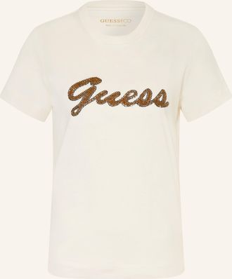 Guess T-Shirt Mit Schmucksteinen weiss