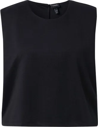 Ulla Popken Sweatshirt Scuba-Top Glitzerkn&ouml;pfe Boxy Rundhals &auml;rmellos